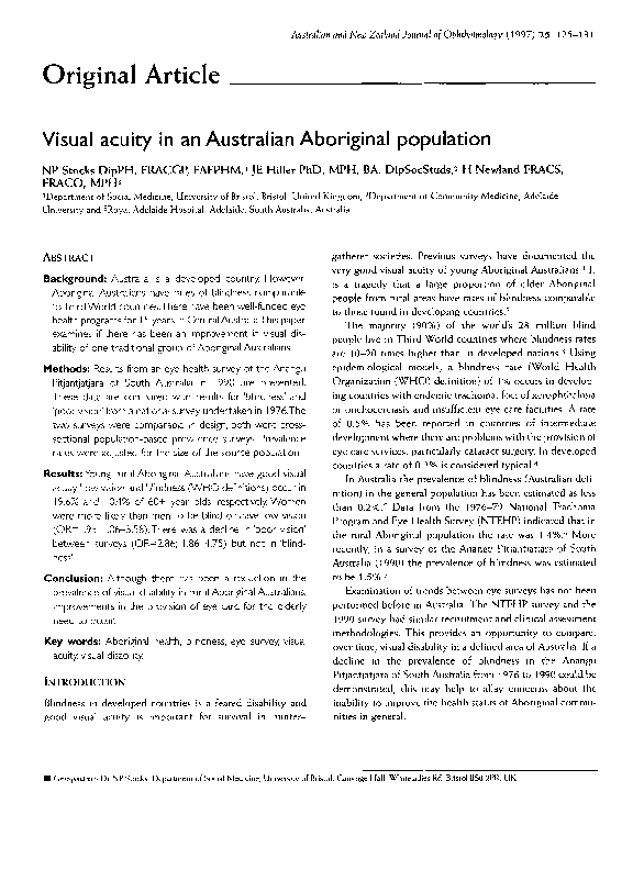 (PDF) Visual acuity in an Australian aboriginal population