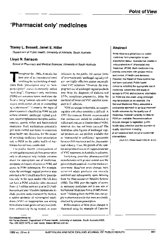 (PDF) ‘Pharmacist only’ medicines