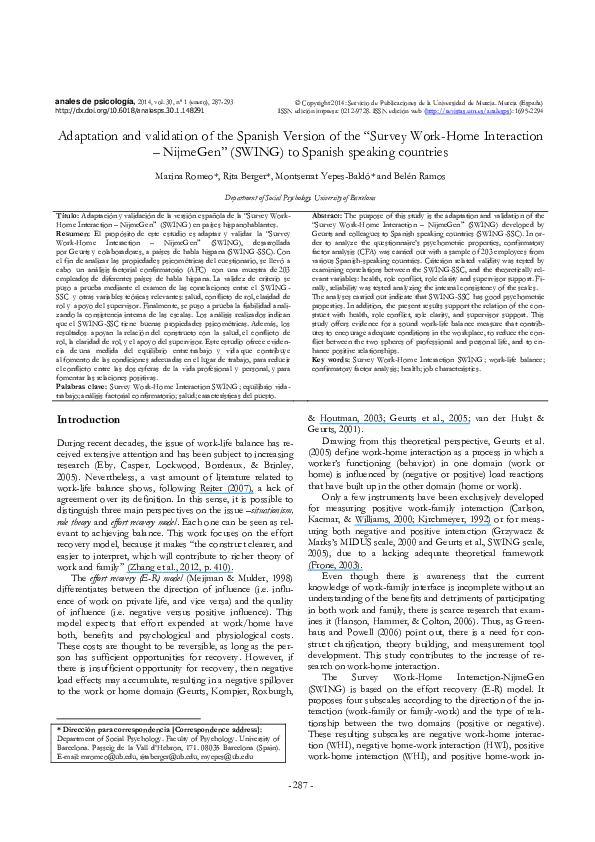 (PDF) Adaptation and validation of the Spanish version of the Mood ...
