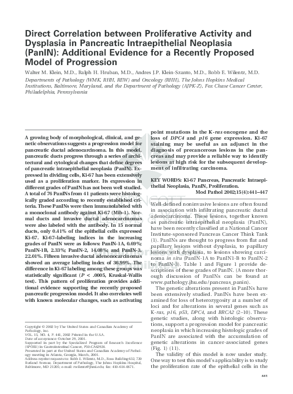 (PDF) Direct Correlation between Proliferative Activity and Dysplasia ...
