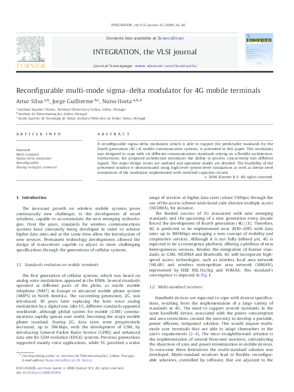 (PDF) Reconfigurable multi-mode sigma–delta modulator for 4G mobile ...