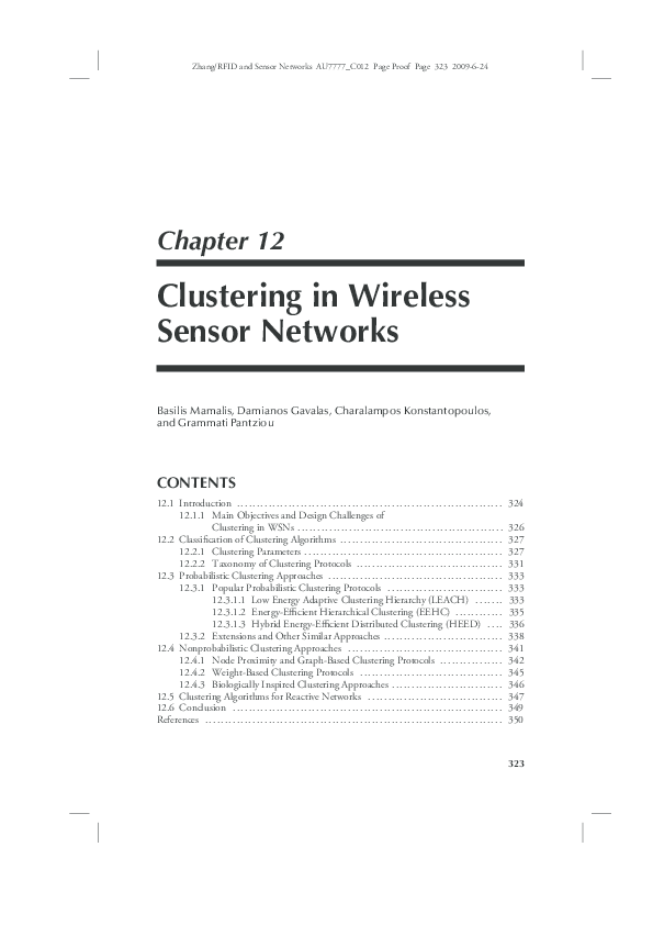 (PDF) Clustering in Wireless Sensor Networks