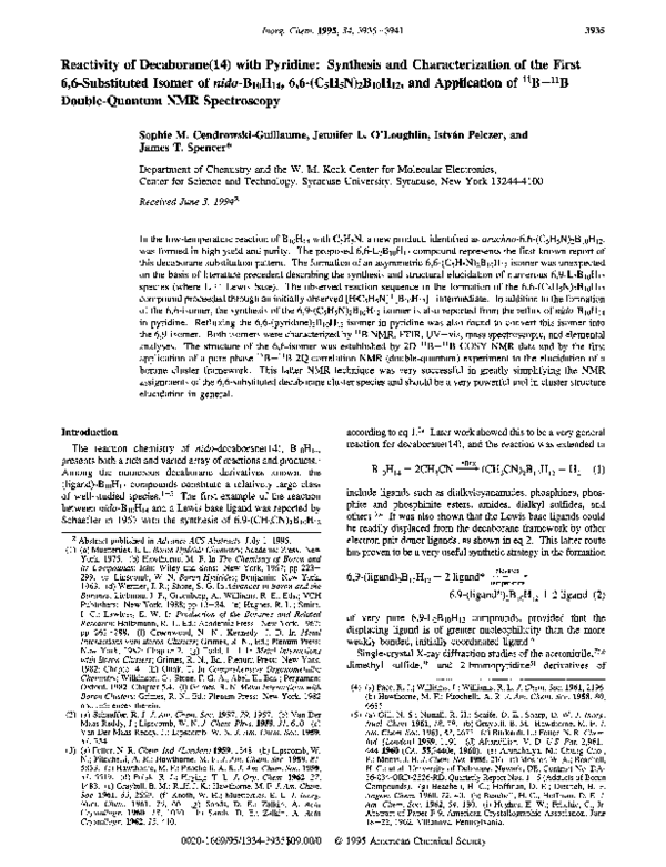 (PDF) Reactivity of Decaborane(14) with Pyridine: Synthesis and ...