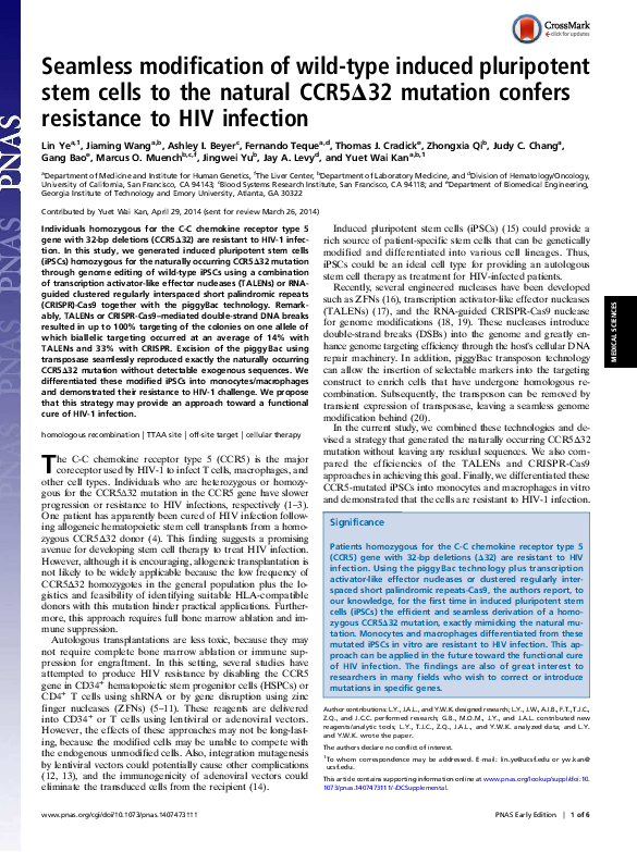 (PDF) Seamless modification of wild-type induced pluripotent stem cells ...