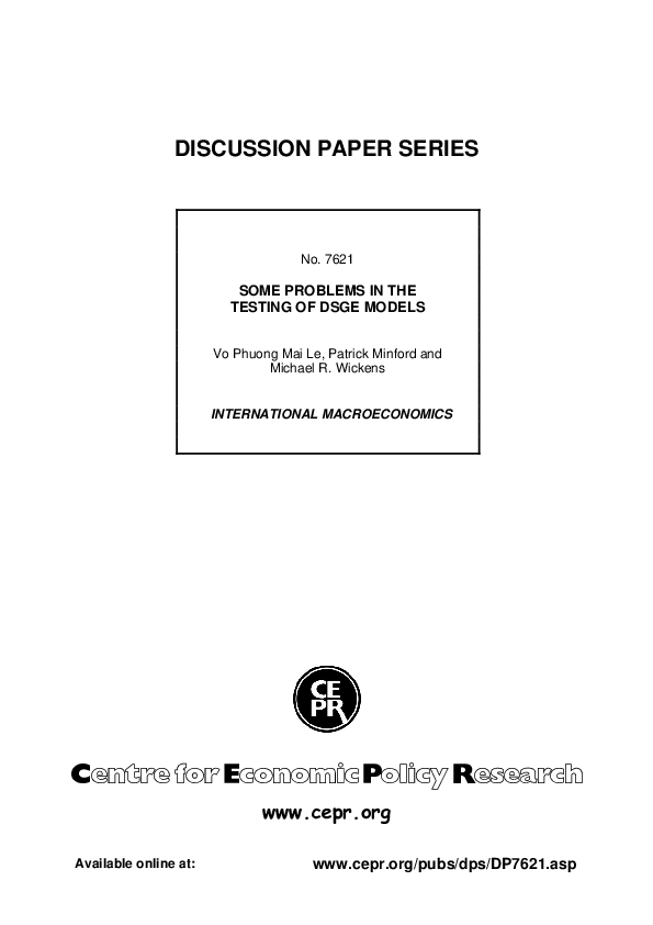 (PDF) Some problems in the testing of DSGE models