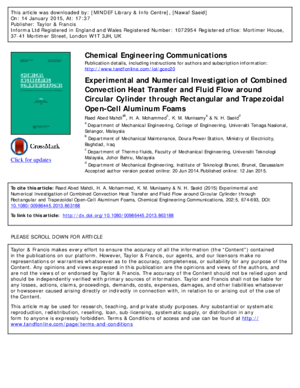 (PDF) Experimental and Numerical Investigation of Combined Convection Heat Transfer and Fluid ...