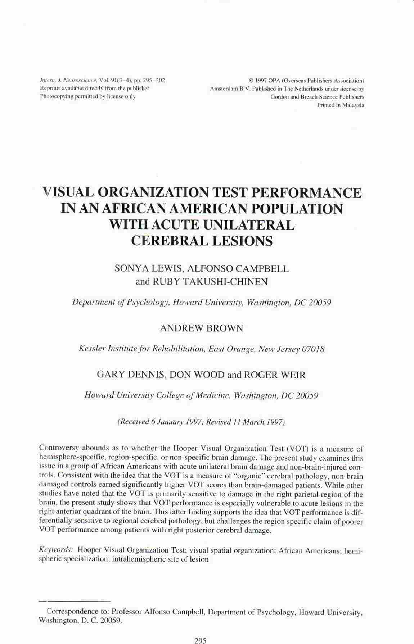 (PDF) Visual Organization Test Performance in an African American ...