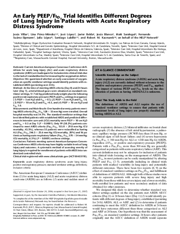 (PDF) Individualized PEEP Setting in Subjects With ARDS: A Randomized ...