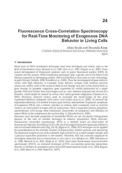 Pdf Fluorescence Cross Correlation Spectroscopy Fccs In Living Cells