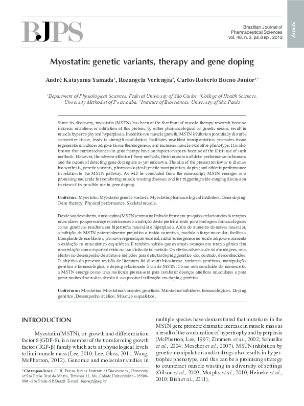 (PDF) Myostatin: genetic variants, therapy and gene doping