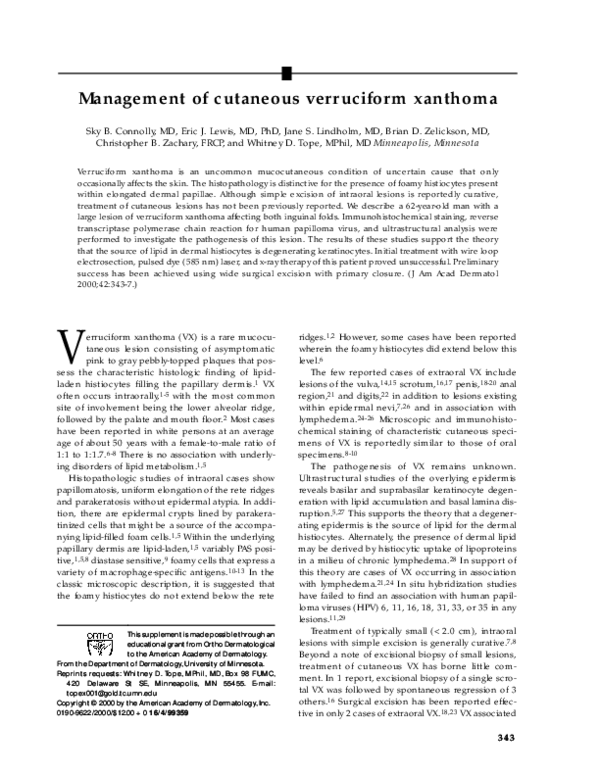 (PDF) Management of cutaneous verruciform xanthoma