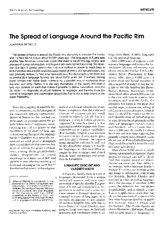 (PDF) The spread of language around the pacific rim
