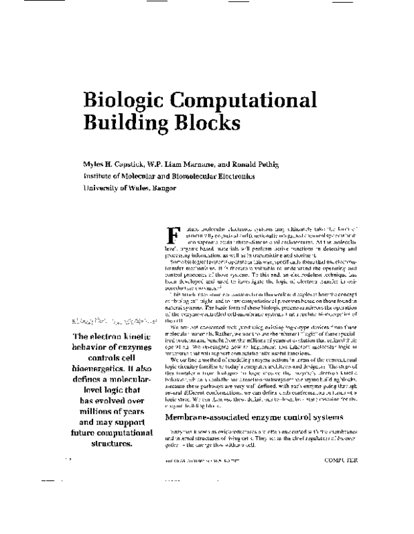 (PDF) Biologic computational building blocks