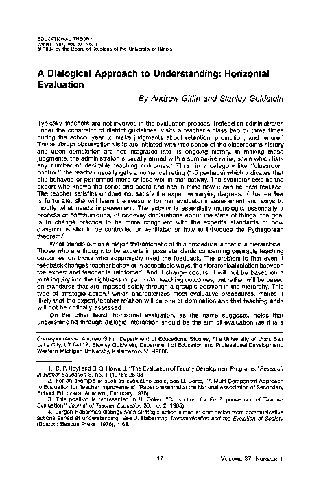 (PDF) A Dialogical Approach to Understanding: Horizontal Evaluation (PDF) A Dialogical Approach to Understanding: Horizontal Evaluation