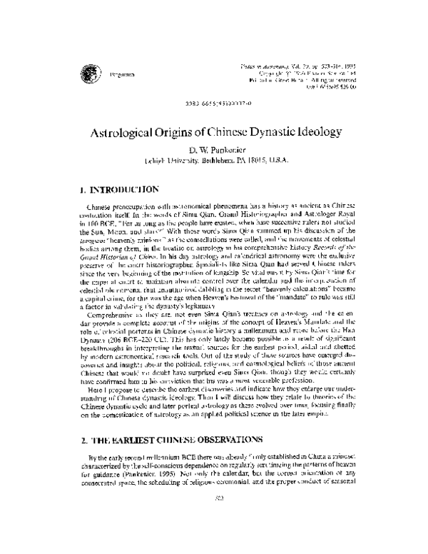 (PDF) Astrological Origins of Chinese Dynastic Ideology