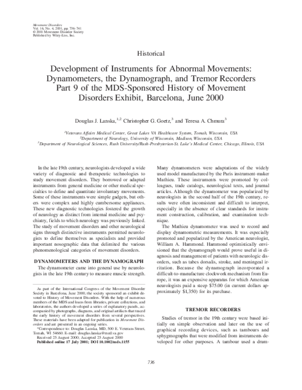 (PDF) Development of instruments for abnormal movements: Dynamometers ...