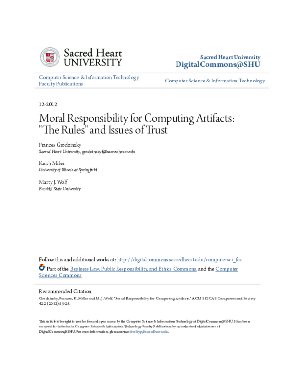 (PDF) Moral Responsibility for Computing Artifacts: "The Rules