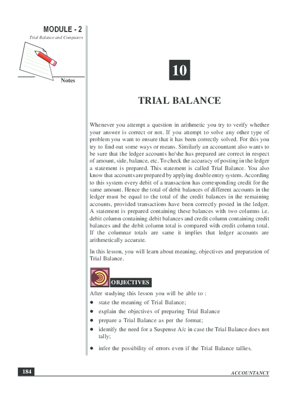 (PDF) MODULE -2 Notes Trial Balance