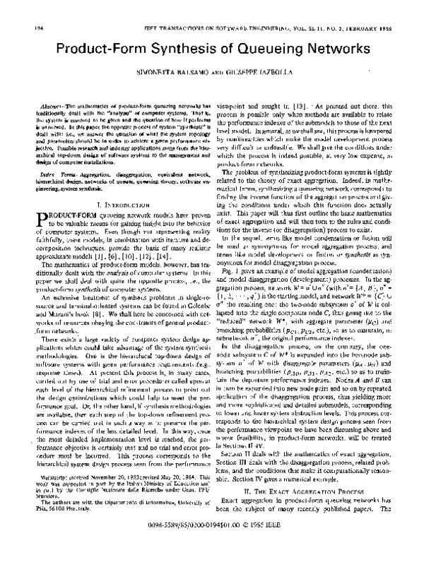 (PDF) Product-Form Synthesis of Queueing Networks