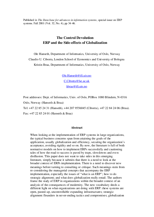 (PDF) The control devolution