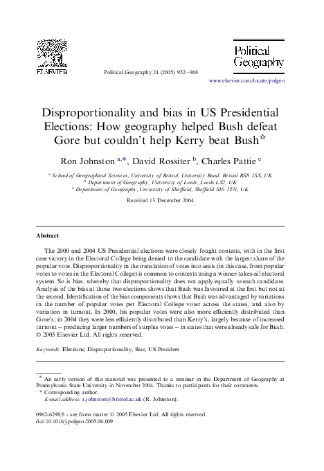 (PDF) Disproportionality and bias in US Presidential Elections: How ...