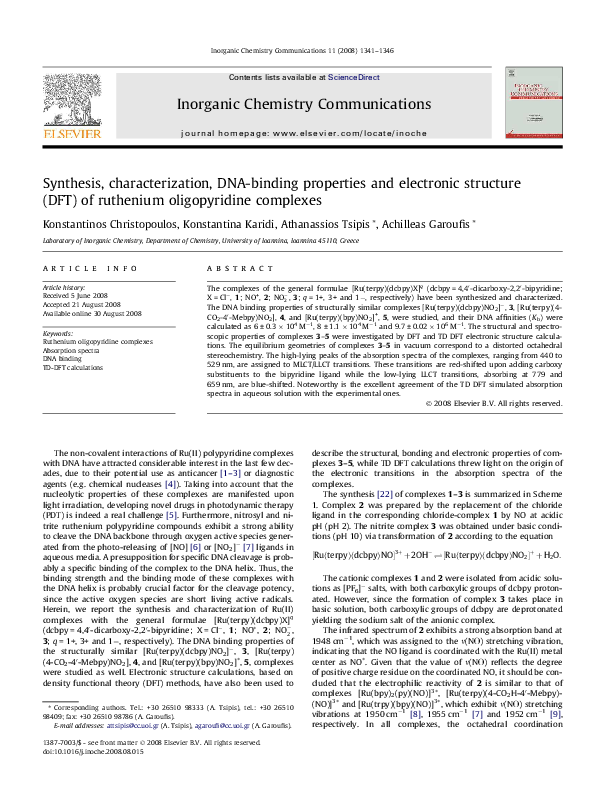 Pdf Synthesis Characterization Dna Binding Properties And Dna Cleavage Of A New Ternary