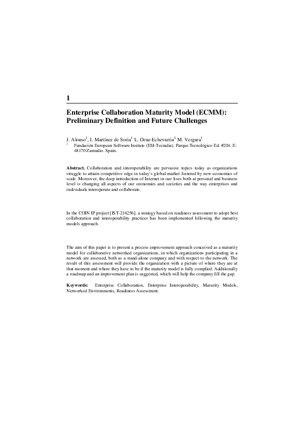 (PDF) Enterprise Collaboration Maturity Model (ECMM): Preliminary ...