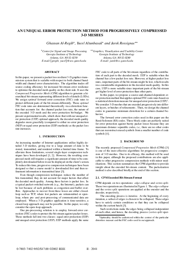 Pdf An Unequal Error Protection Method For Progressively Transmitted