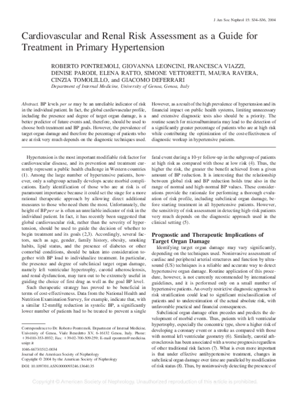 (PDF) Cardiovascular and Renal Risk Assessment as a Guide for Treatment ...