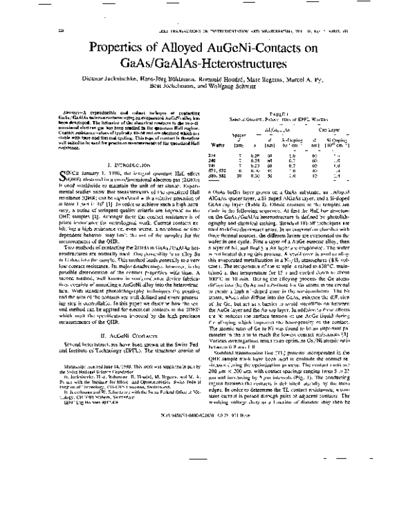 (PDF) Properties of alloyed AuGeNi-contacts on GaAs/Ga/AlAs ...