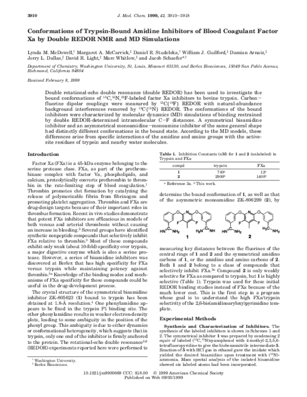 (PDF) Conformations of Trypsin-Bound Amidine Inhibitors of Blood ...