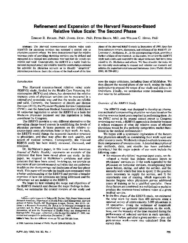 (PDF) The Resource-Based Relative Value Scale