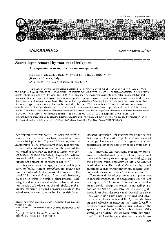 (PDF) Smear layer removal by root canal irrigants