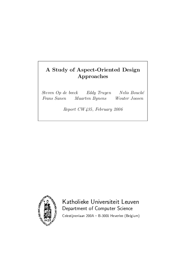 (PDF) A study of aspect-oriented design approaches