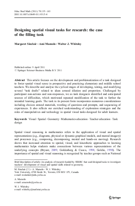 (PDF) Designing spatial visual tasks for research: the case of the ...