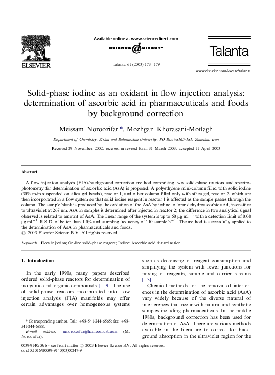 (PDF) Solid-phase iodine as an oxidant in flow injection analysis ...