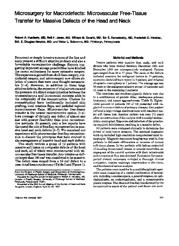 (PDF) Microsurgery for macrodefects: Microvascular free-tissue transfer ...