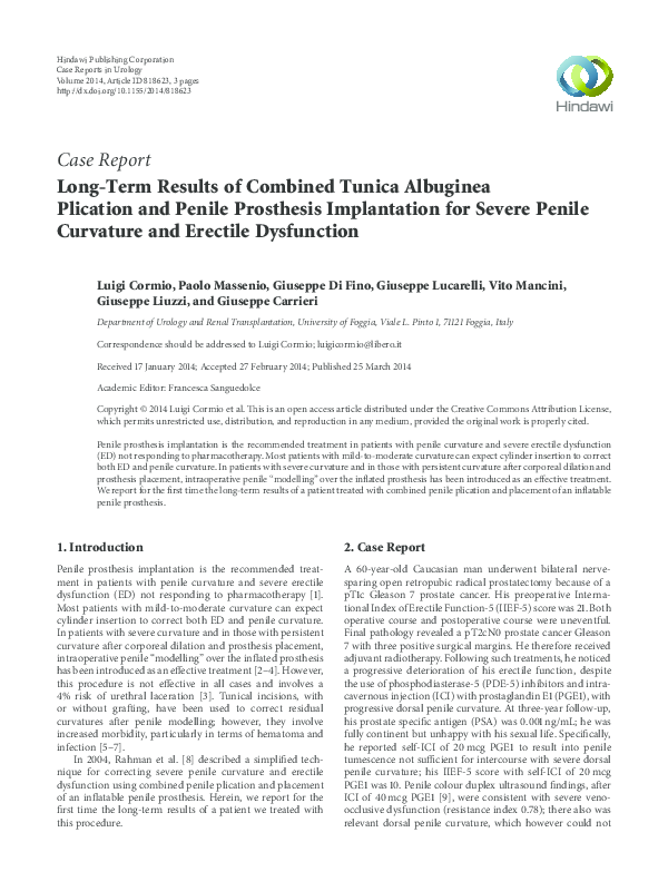 (PDF) Long-Term Results of Combined Tunica Albuginea Plication and ...