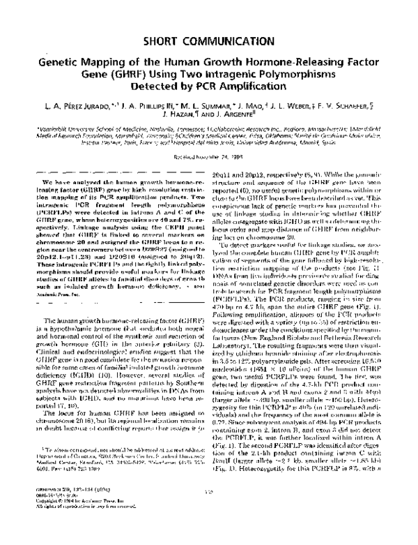 (PDF) Genetic Mapping of the Human Growth Hormone-Releasing Factor Gene ...