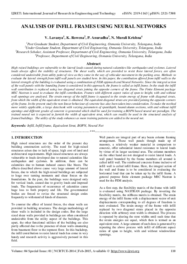 (PDF) ANALYSIS OF INFILL FRAMES USING NEURAL NETWORKS
