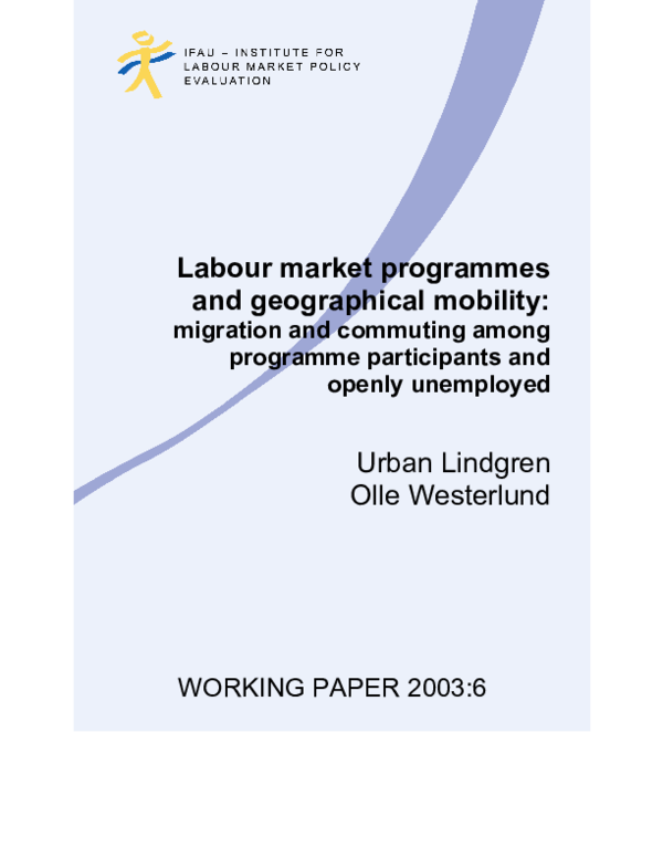 (PDF) Labour market programmes and geographical mobility: migration and commuting among ...