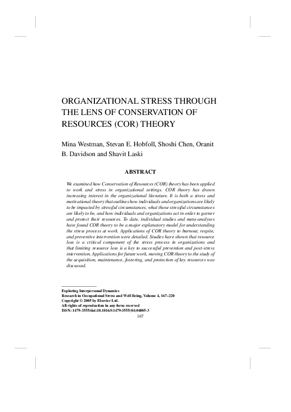 (PDF) Organizational Stress Through The Lens of Conservation of ...