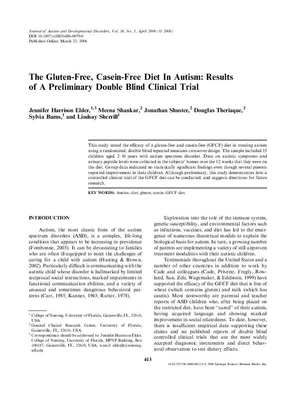 (PDF) The Gluten-Free, Casein-Free Diet In Autism: Results of A ...