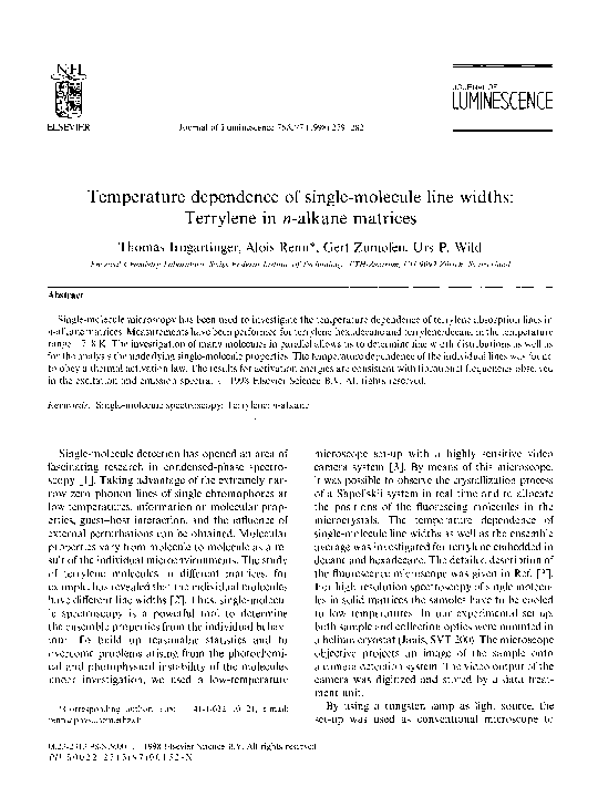 (PDF) Temperature dependence of single-molecule line widths: Terrylene ...