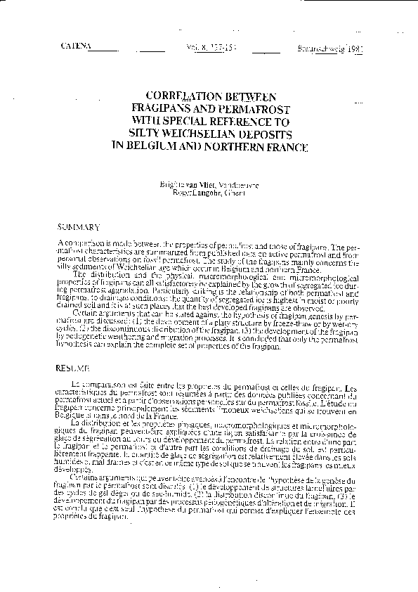 (PDF) Correlation between fragipans and permafrost with special ...