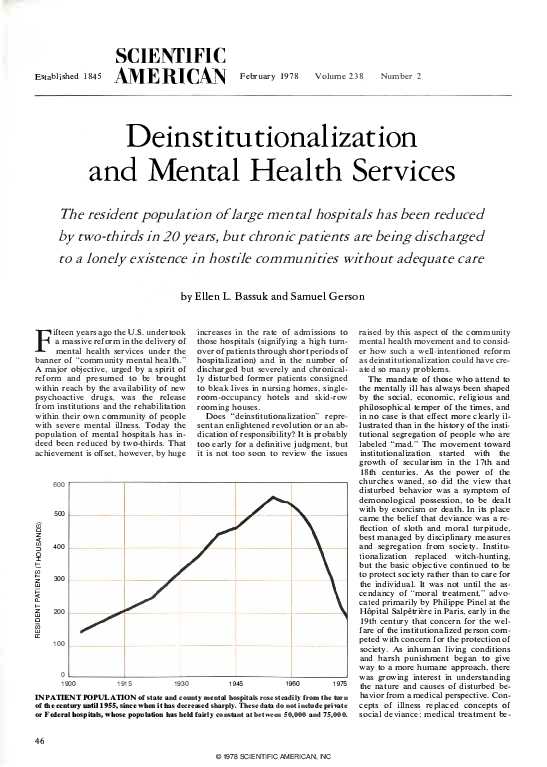 (PDF) Deinstitutionalization and Mental Health Services