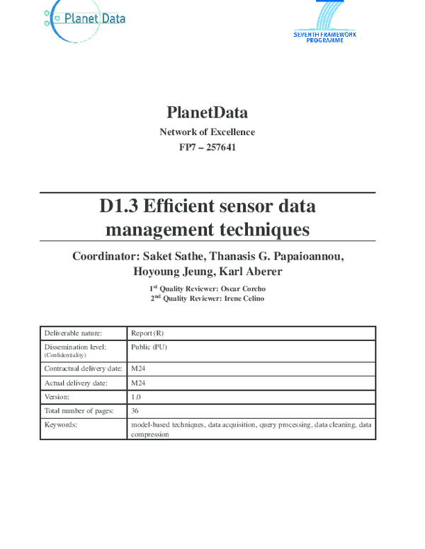 (PDF) D1. 3 Efficient sensor data management techniques