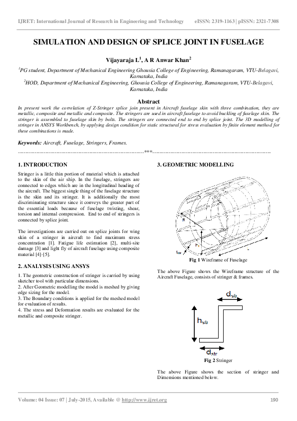 (PDF) SIMULATION AND DESIGN OF SPLICE JOINT IN FUSELAGE