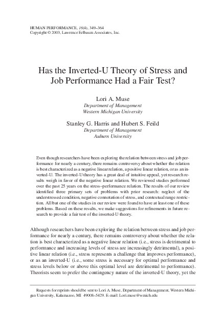 (PDF) Has the Inverted-U Theory of Stress and Job Performance Had a ...
