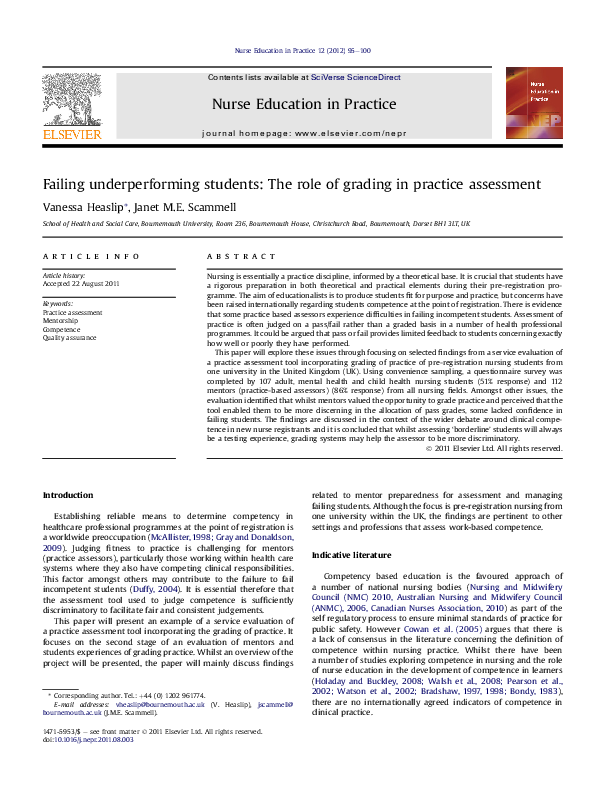 (PDF) Failing underperforming students: The role of grading in practice ...